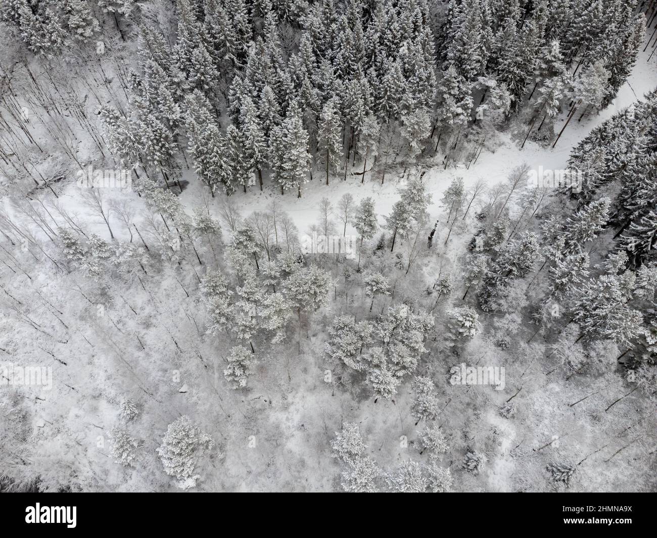 Birds eye view snowy landscape hi-res stock photography and images - Alamy