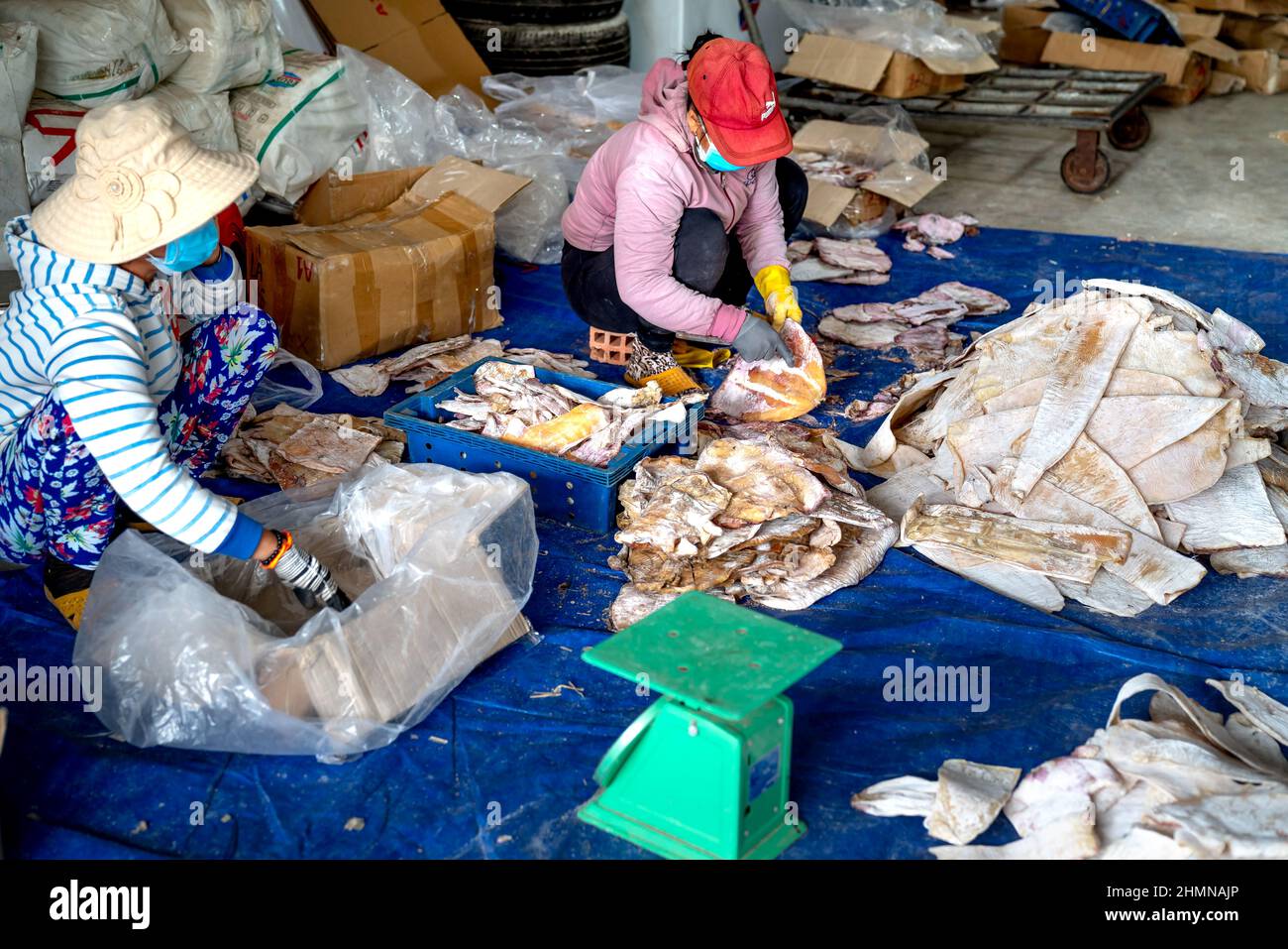 Quy Nhon, Binh Dinh province, Vietnam - January 1, 2022: dried squid ...