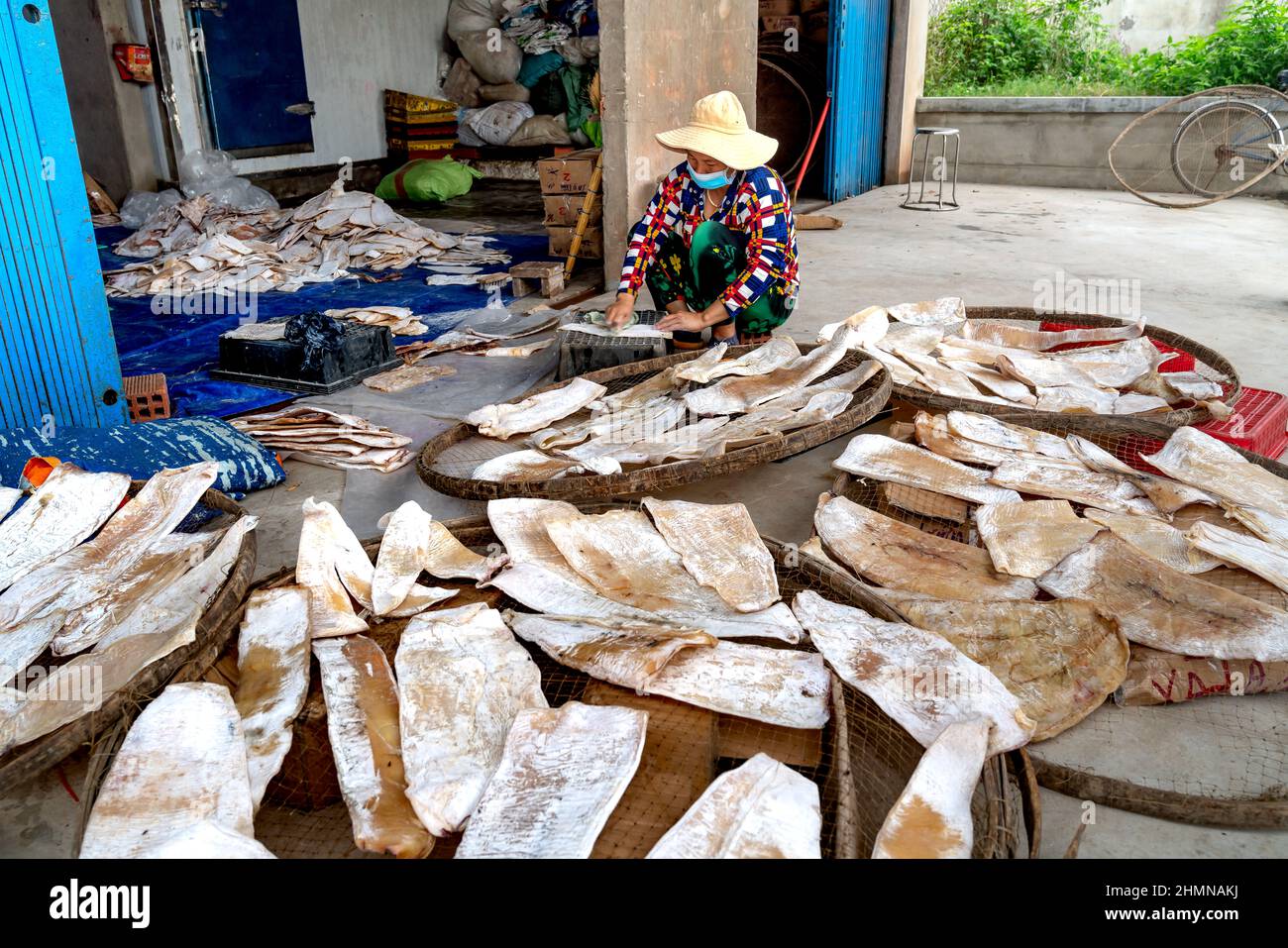 Quy Nhon, Binh Dinh province, Vietnam - January 1, 2022: dried squid ...