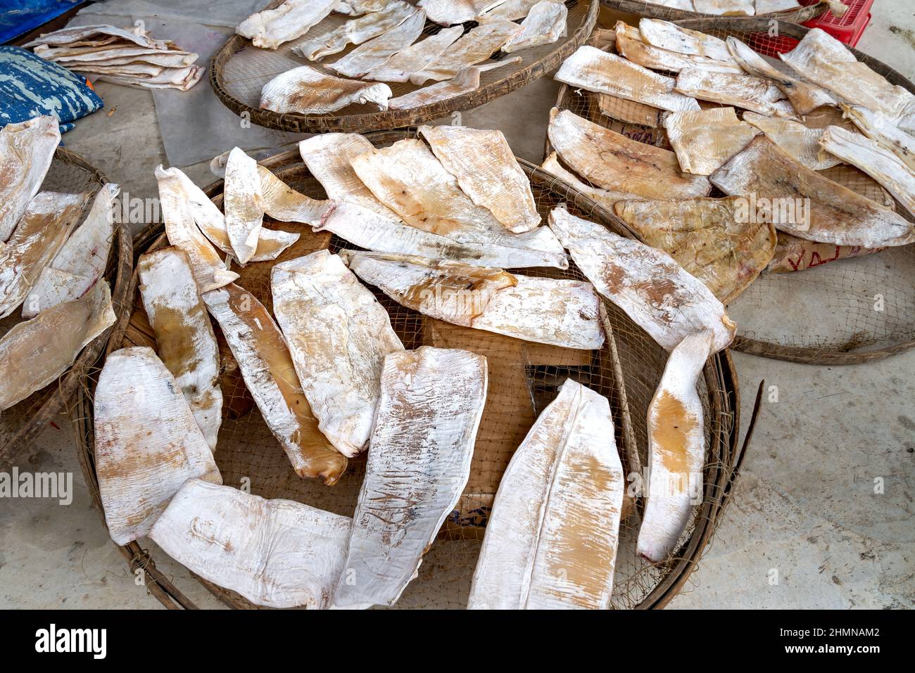 Quy Nhon, Binh Dinh province, Vietnam - January 1, 2022: dried squid ...