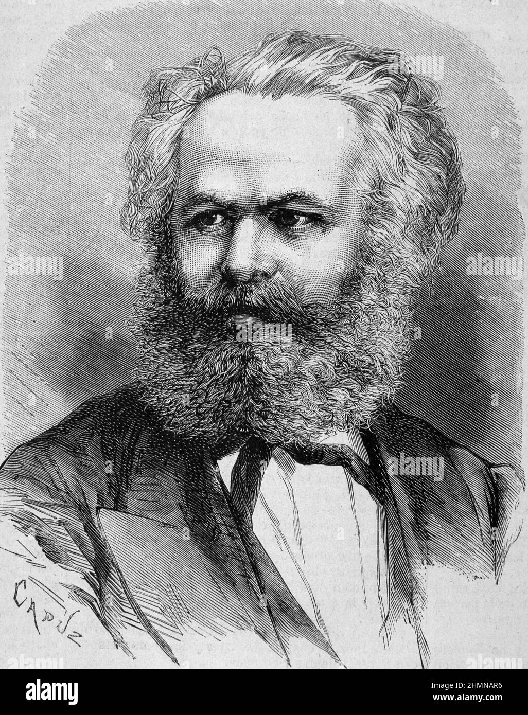CARLOS MARX. MARX , KARL. REVOLUCIONARIO ALEMAN . 1818 - 1883. GRABADO ...