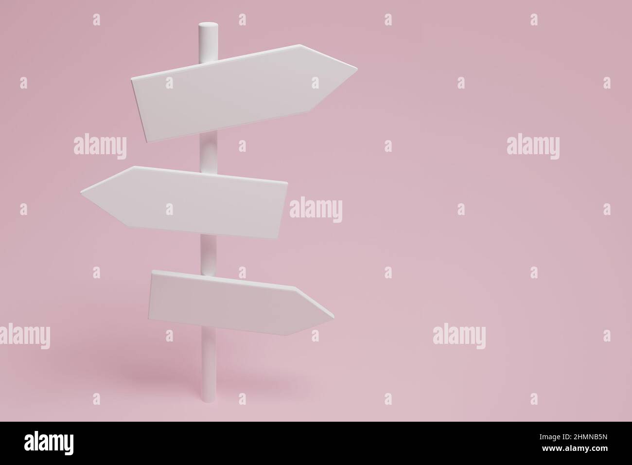 White directions sign on pink background. 3d rendering Stock Photo - Alamy
