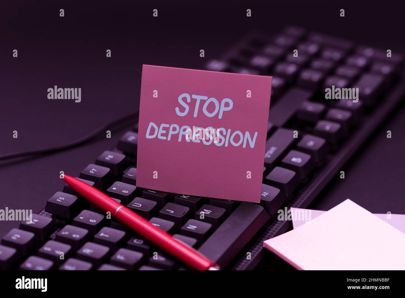 Text caption presenting Stop Depression. Concept meaning end the ...
