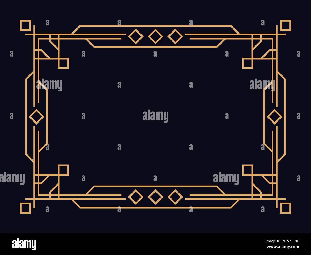 Art deco frame. Vintage linear border. Design a template for ...