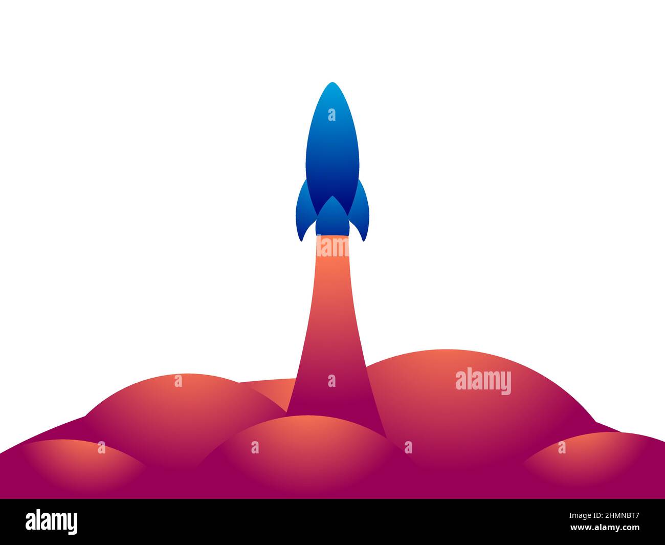 Rocket launch into space. Space rocket takeoff isolated on white ...