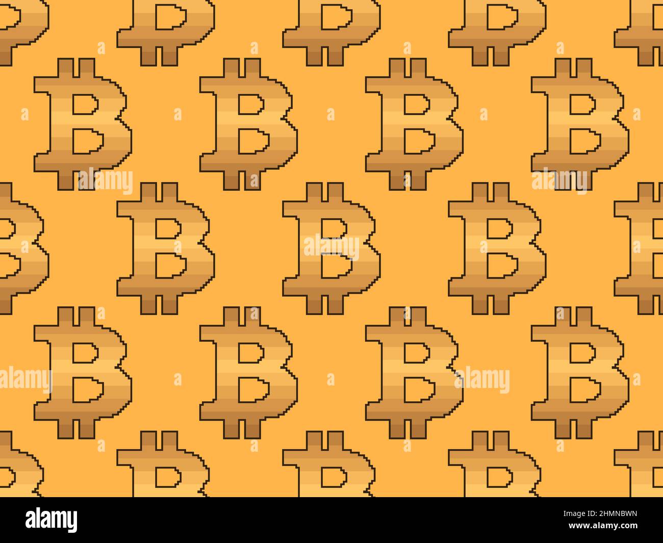 Bitcoin sign seamless pattern in pixel art style. 8-bit Bitcoin sign ...