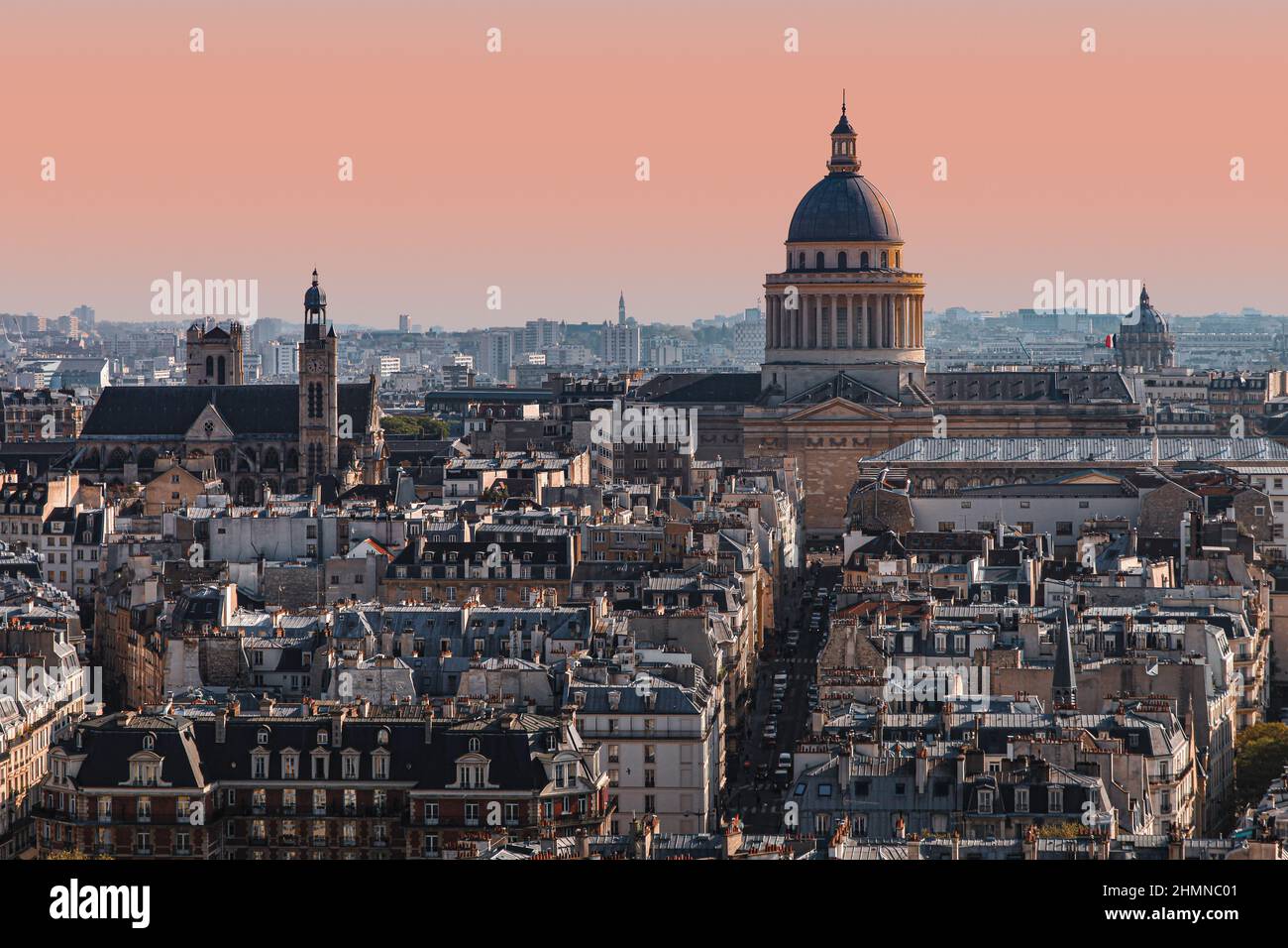 City view on the 5th Arrondissement in Paris with the Panthéon during a ...