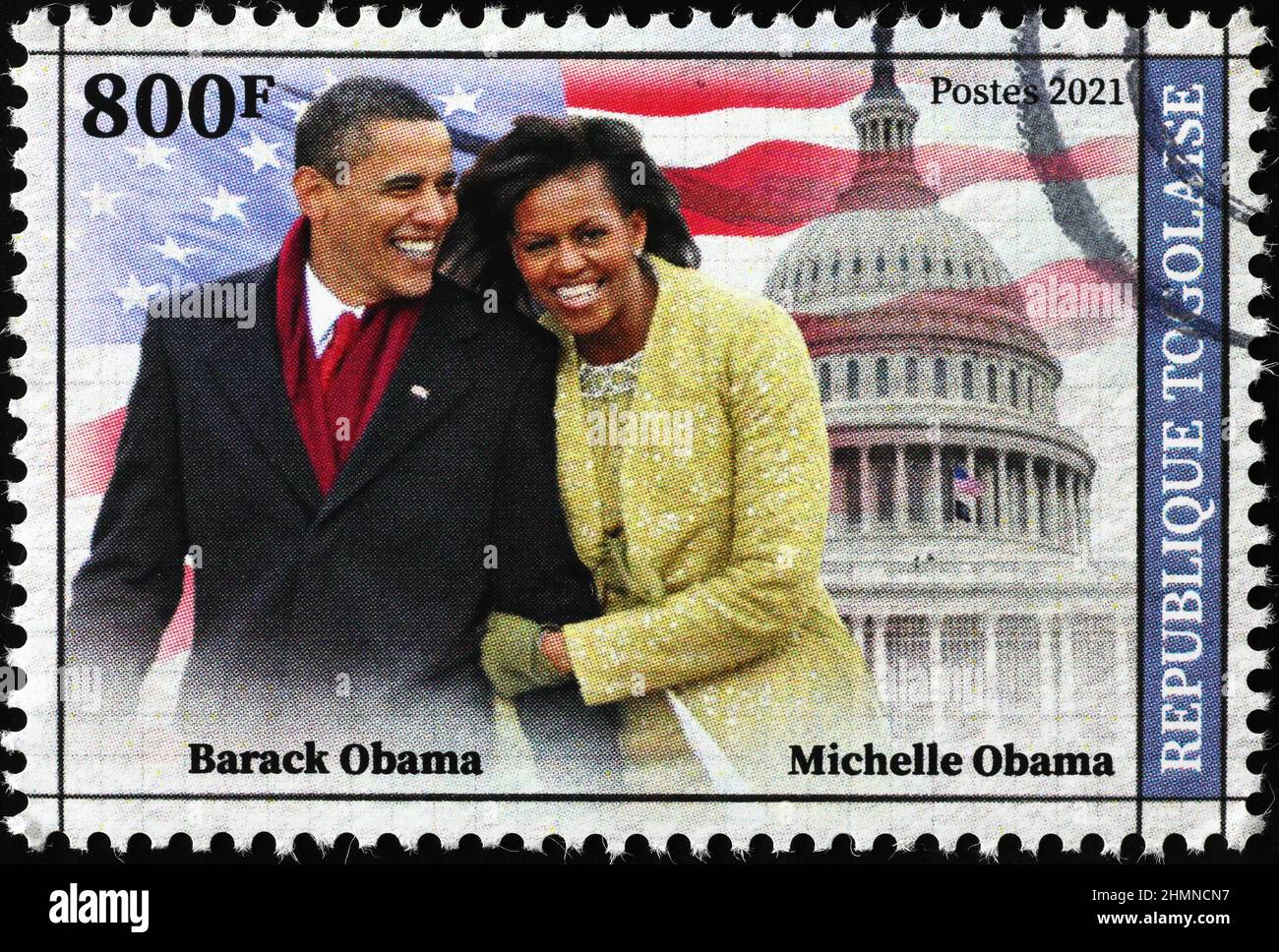 Barack And Michelle Obama On Postage Stamp Stock Photo Alamy