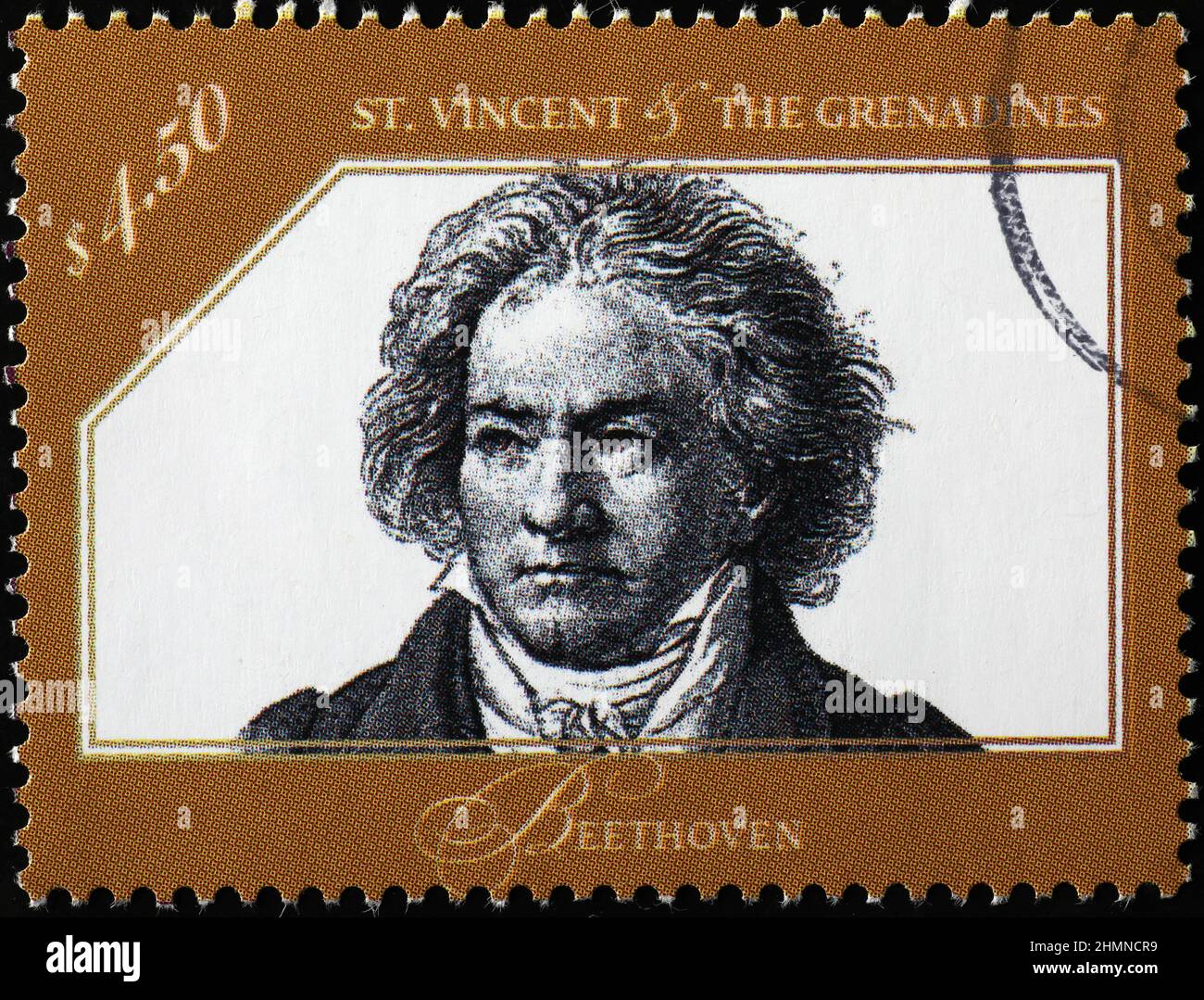 Beethoven portrait on postage stamp of Saint Vincent Stock Photo - Alamy