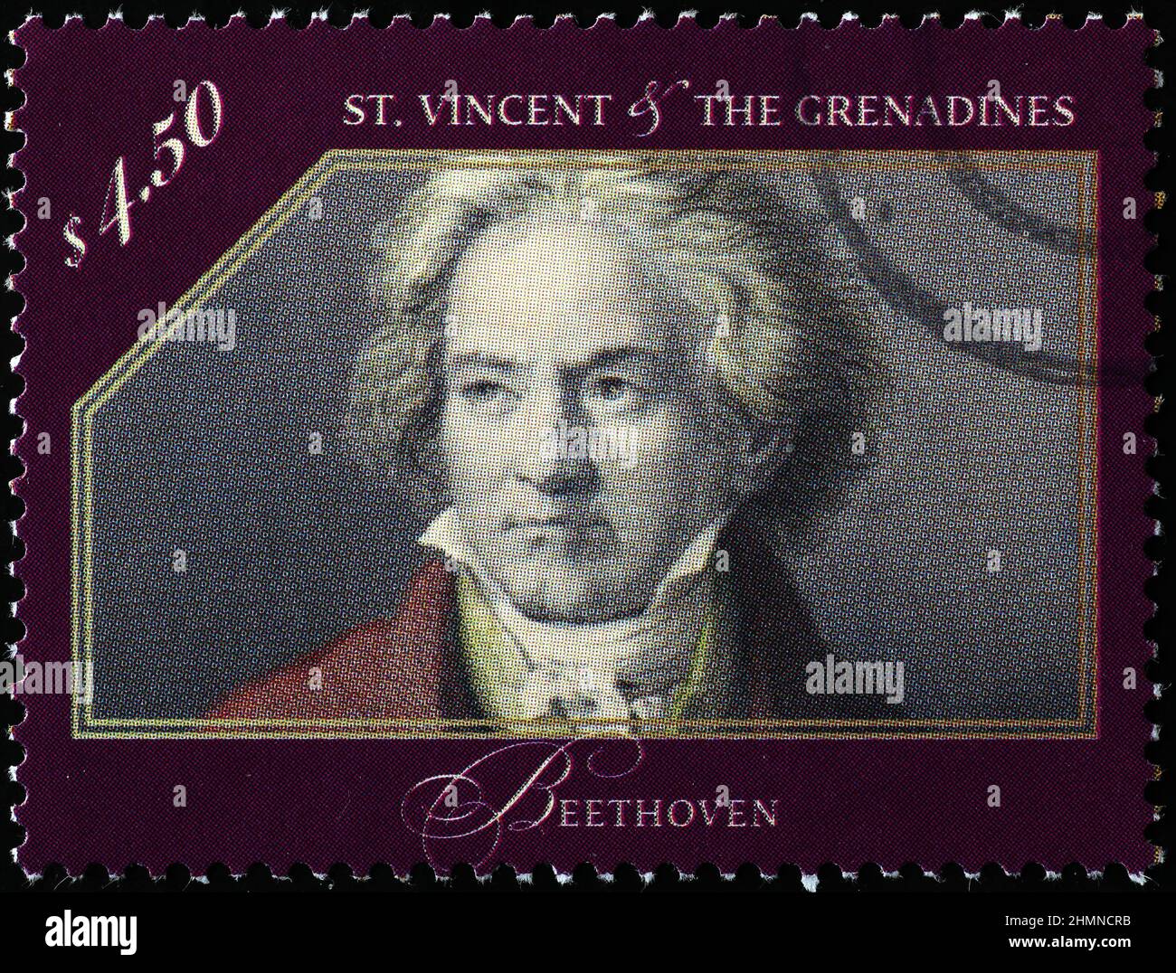 Beethoven portrait on stamp of Saint Vincent Stock Photo - Alamy