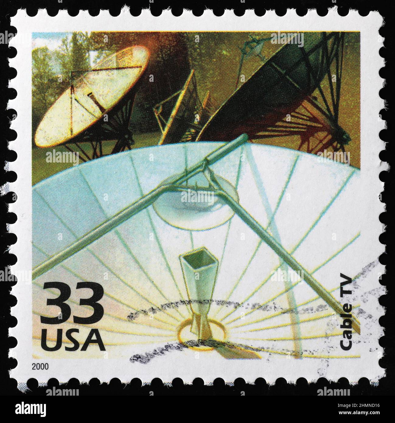 Celebration of cable TV on postage stamp Stock Photo - Alamy