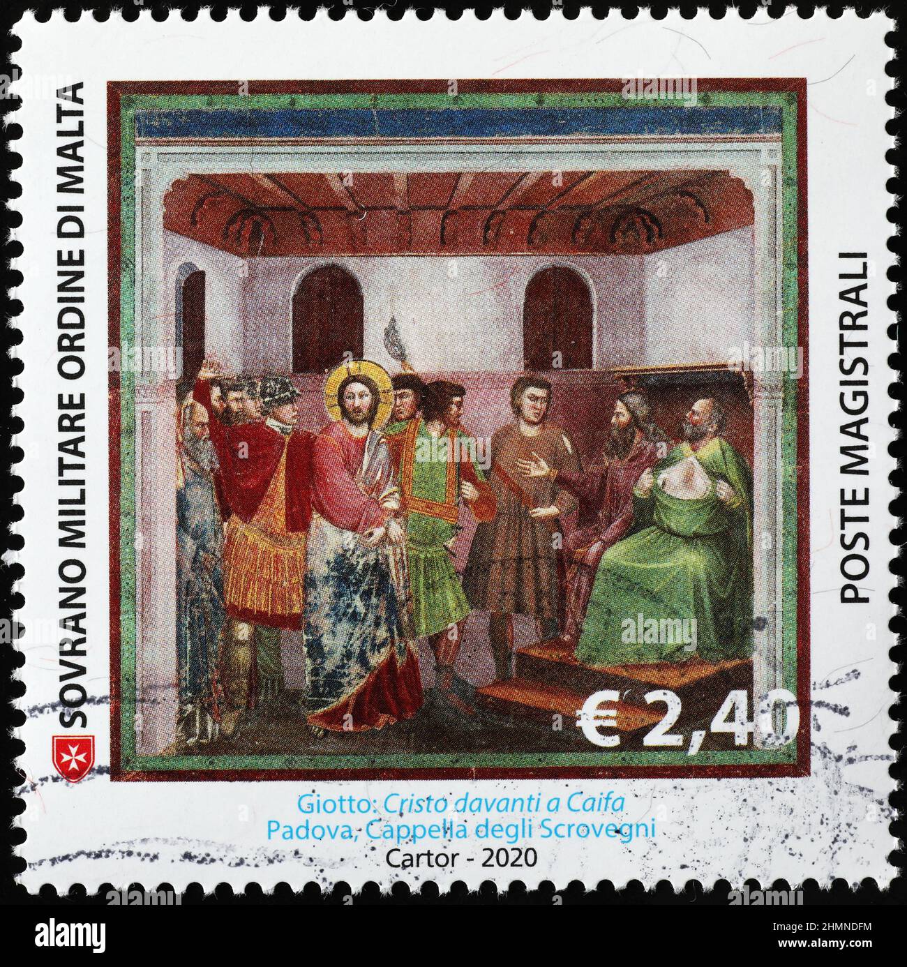 Christ in front of Caiaphas by Giotto on postage stamp Stock Photo - Alamy