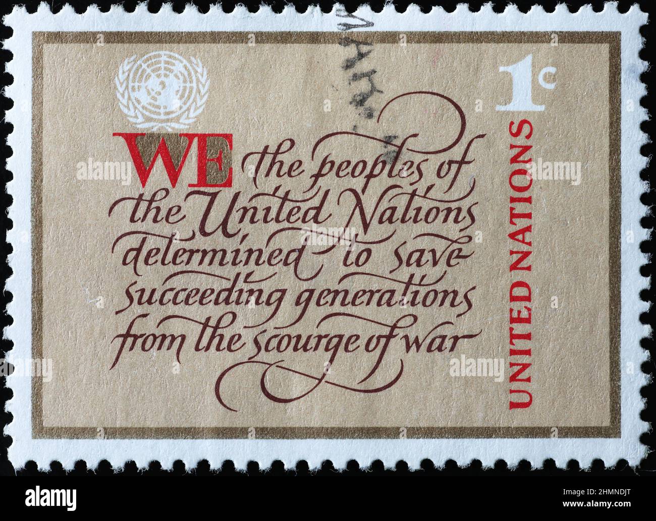 Declaration of United Nations on postage stamp Stock Photo - Alamy