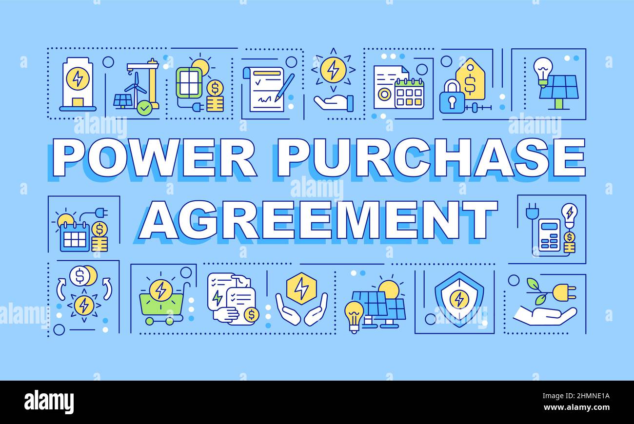 Power purchase agreement word concepts blue banner Stock Vector Image ...