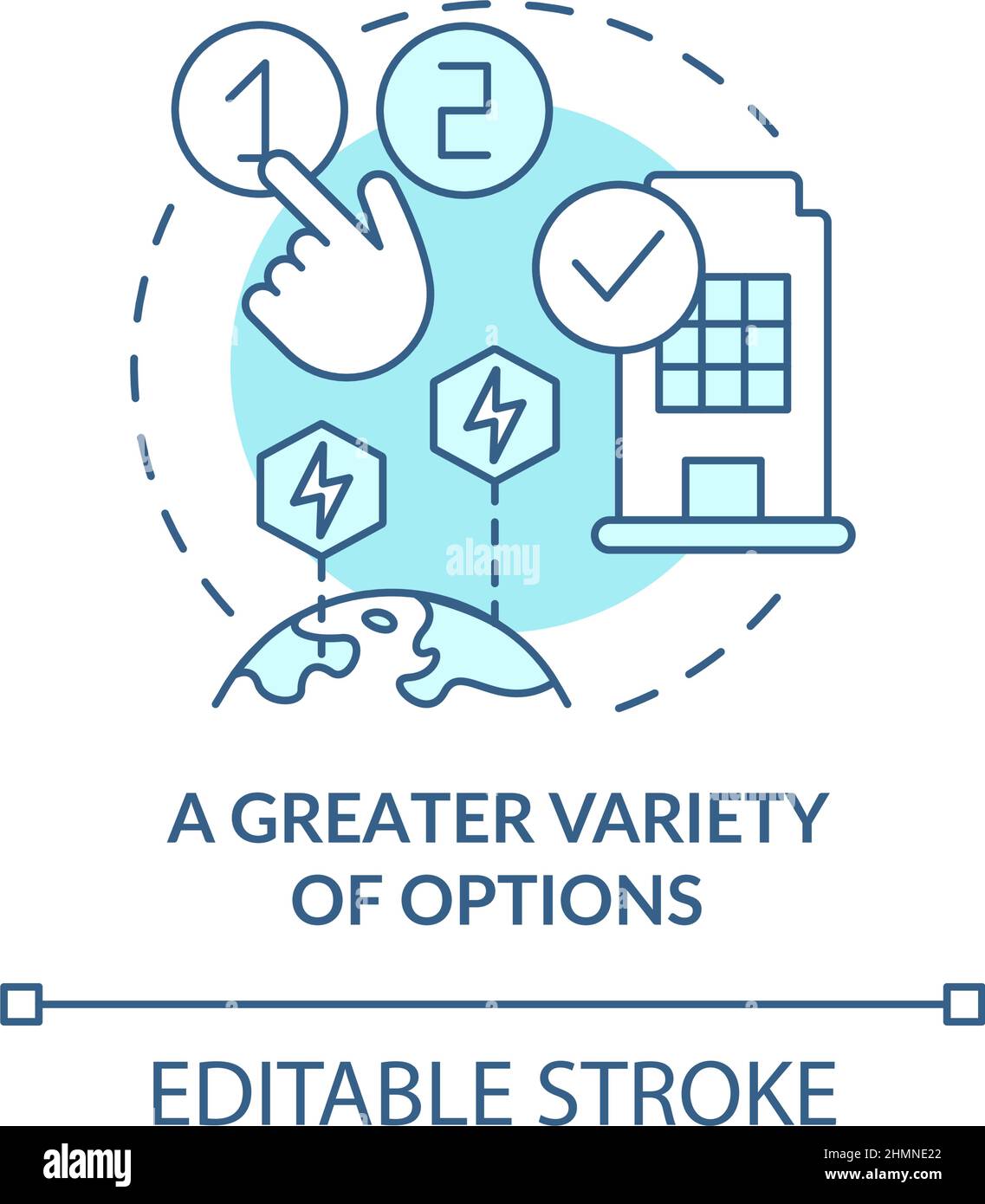 Greater variety of options turquoise concept icon Stock Vector Image ...