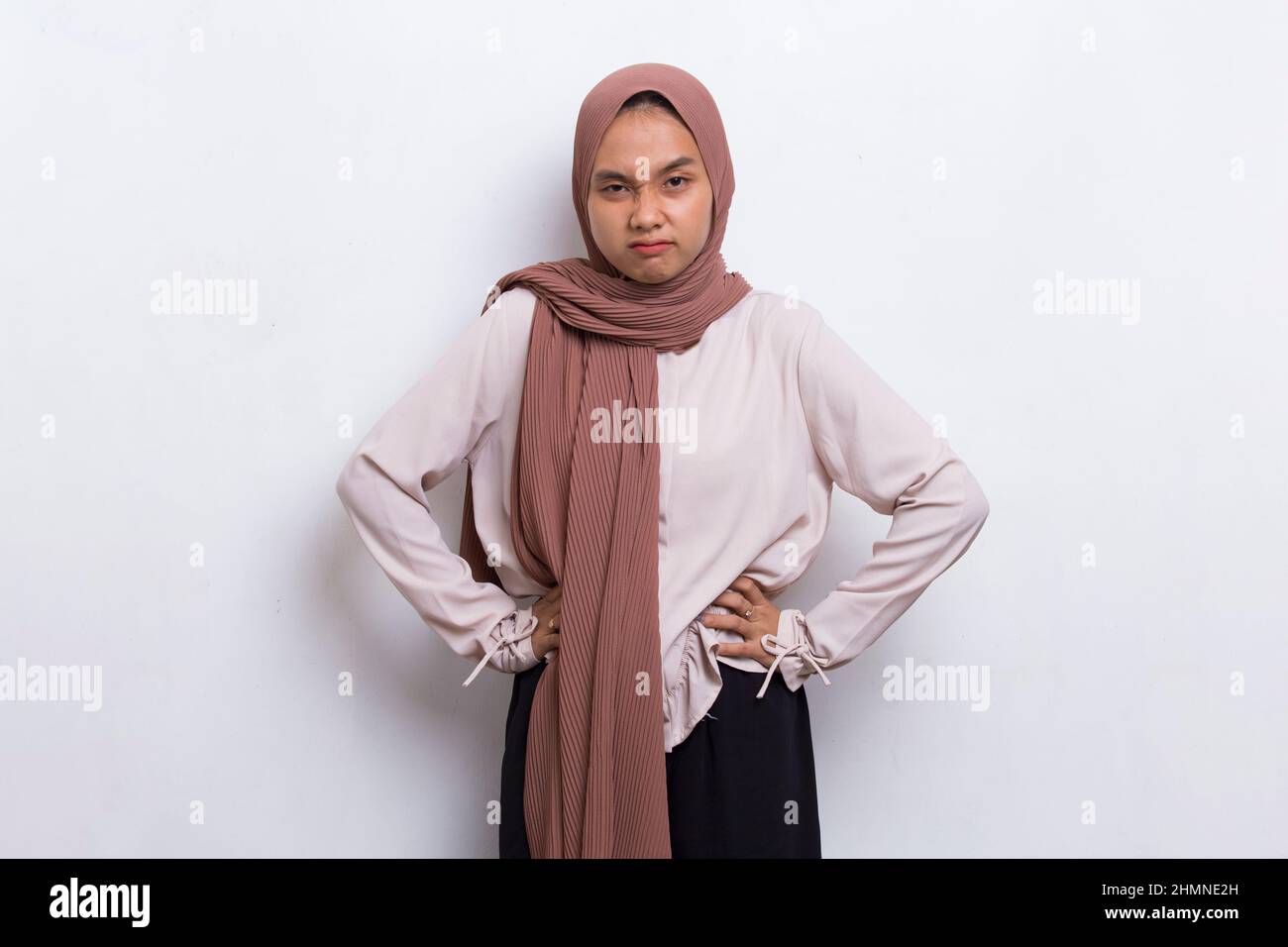 young asian muslim woman angry emotional shouting and screaming on ...