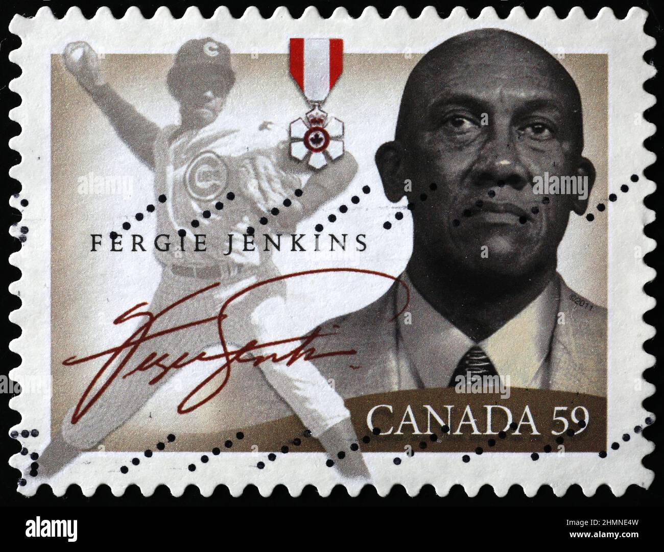 Fergie Jenkins on canadian postage stamp Stock Photo - Alamy