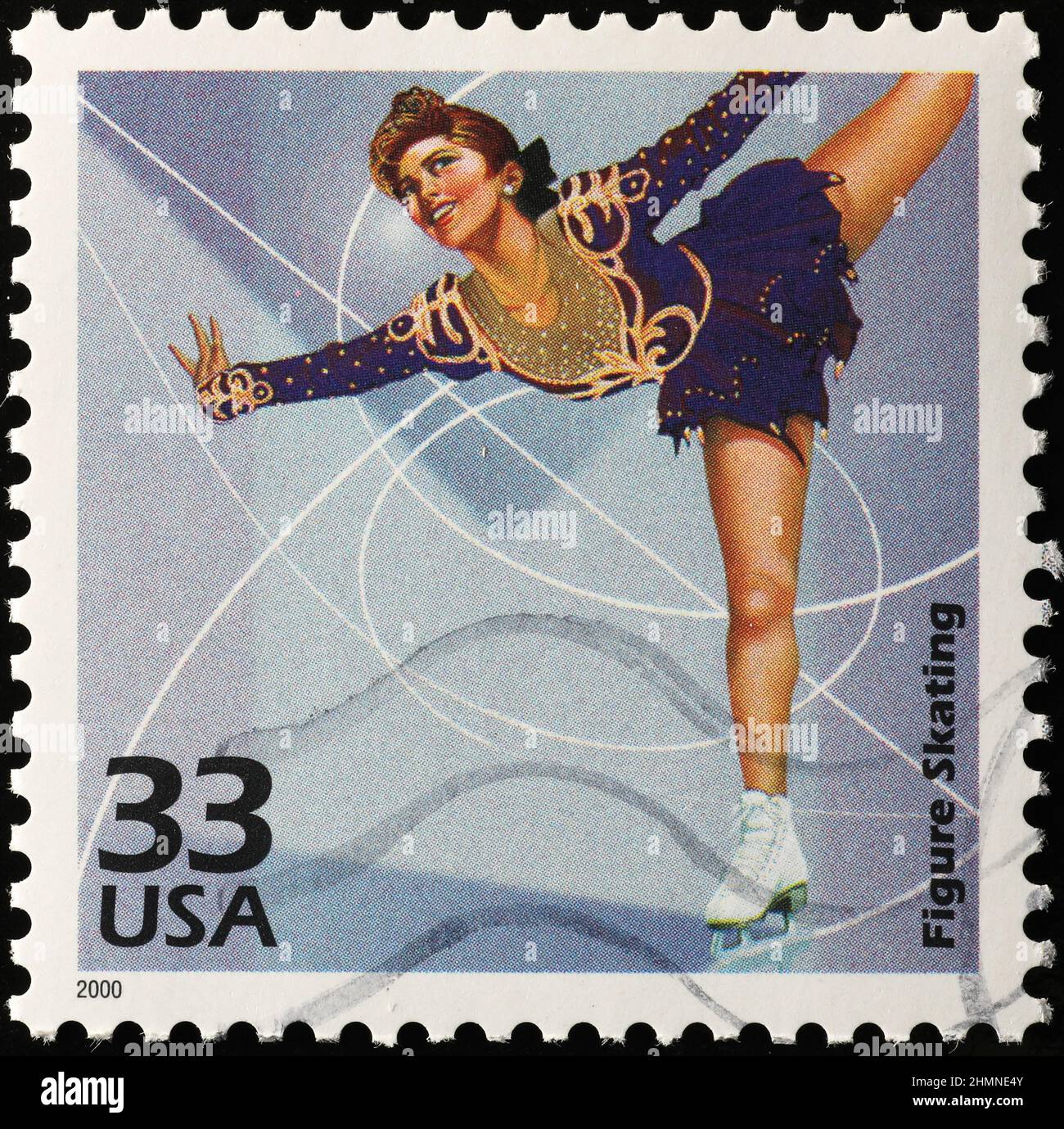 Figure skating on ice in postage stamp Stock Photo - Alamy