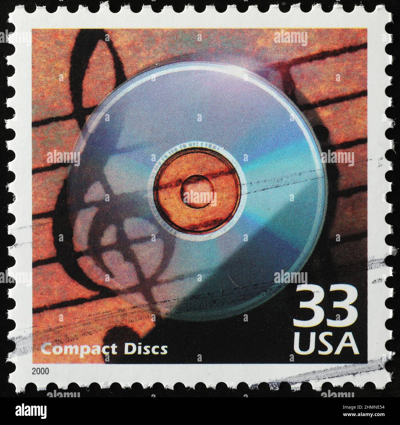 First compact discs celebrated on postage stamp Stock Photo - Alamy