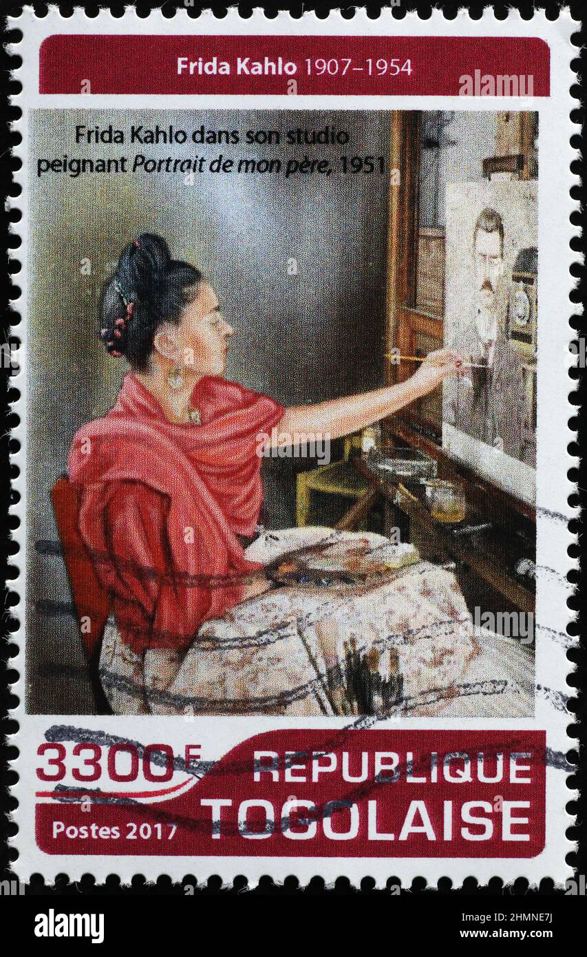 Frida Kahlo painting her father on postage stamp Stock Photo - Alamy