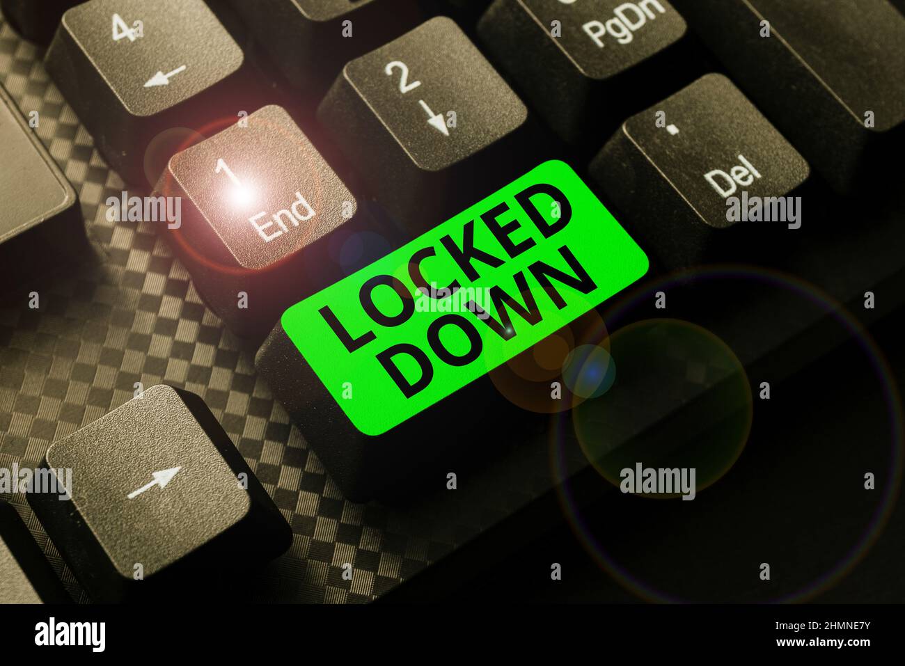 Sign displaying Locked Down. Business showcase emergency measure which ...