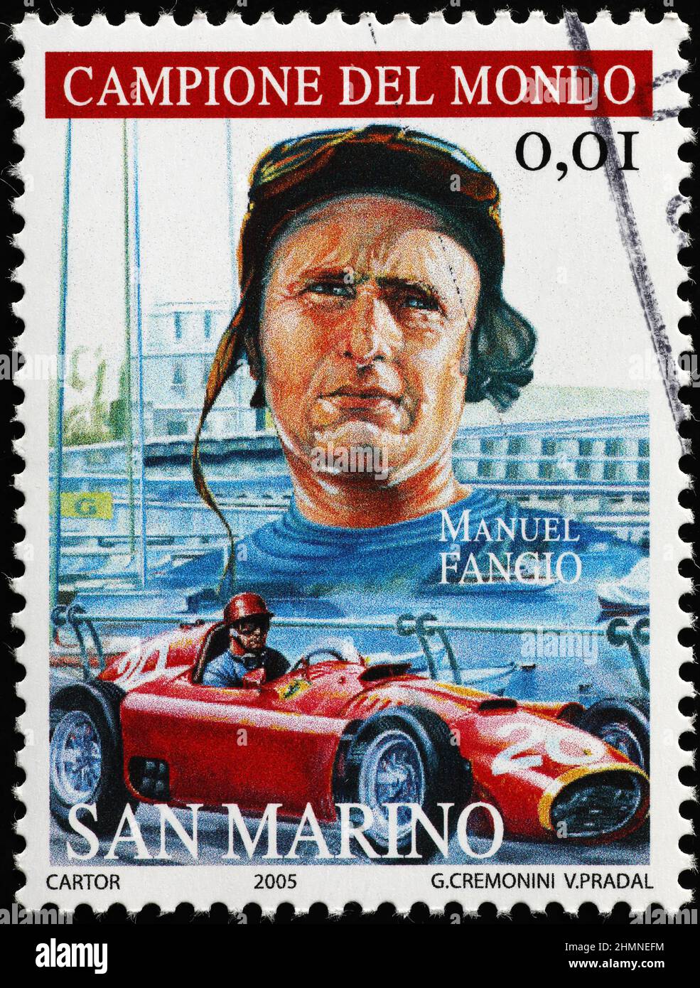 Juan Manuel Fangio portrait on postage stamp Stock Photo - Alamy