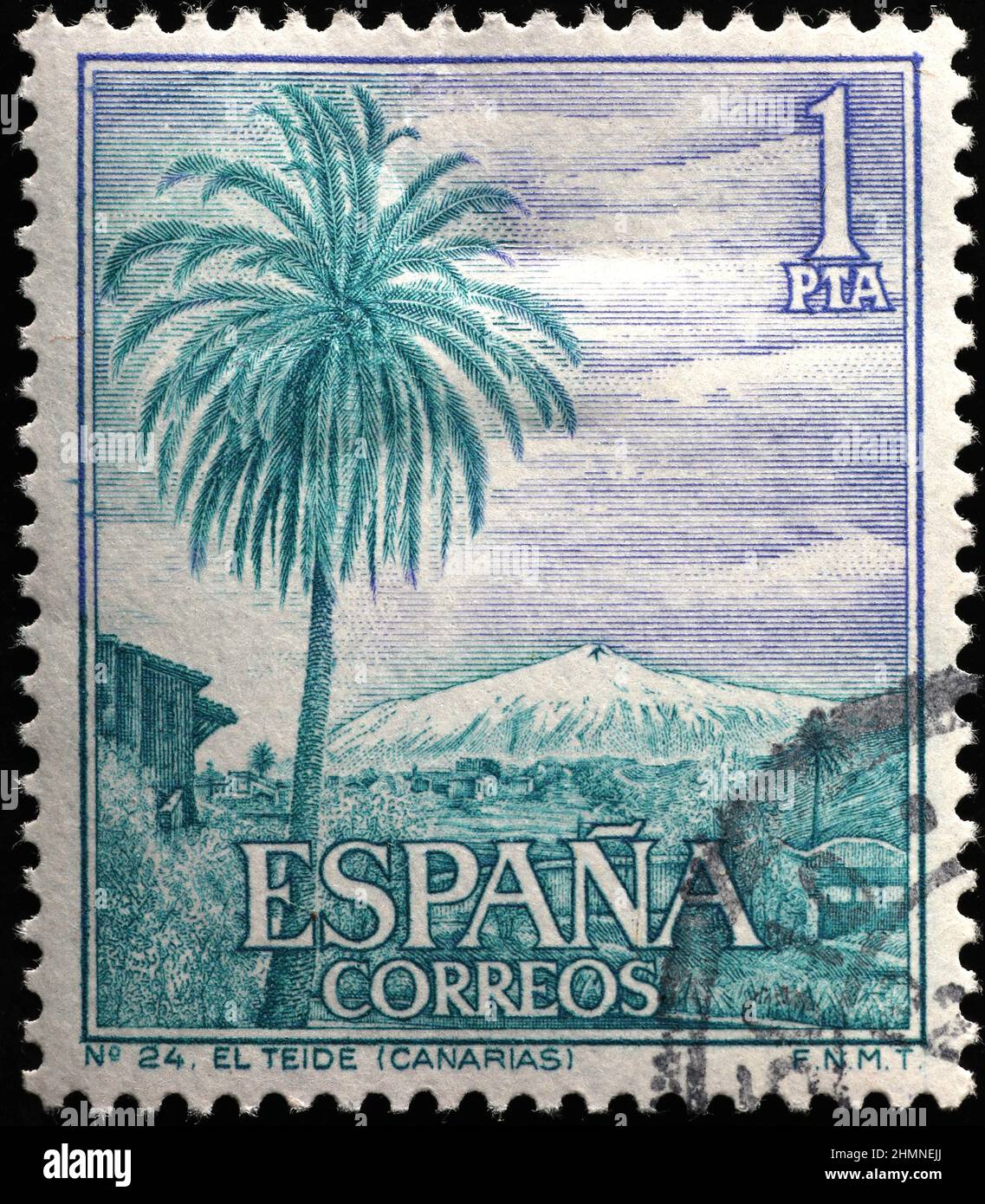 Landscape of Tenerife on vintage postage stamp Stock Photo - Alamy
