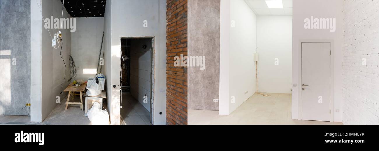 Comparison of a room in an apartment before and after renovation new ...