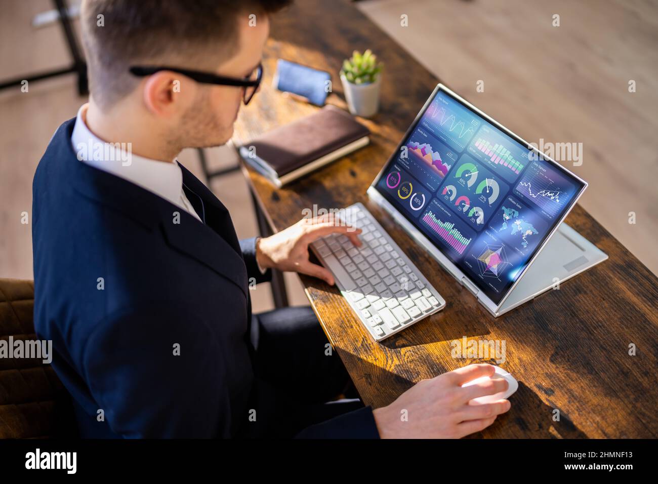 Businessman Using Analytics Data KPI Dashboard Tech Stock Photo - Alamy