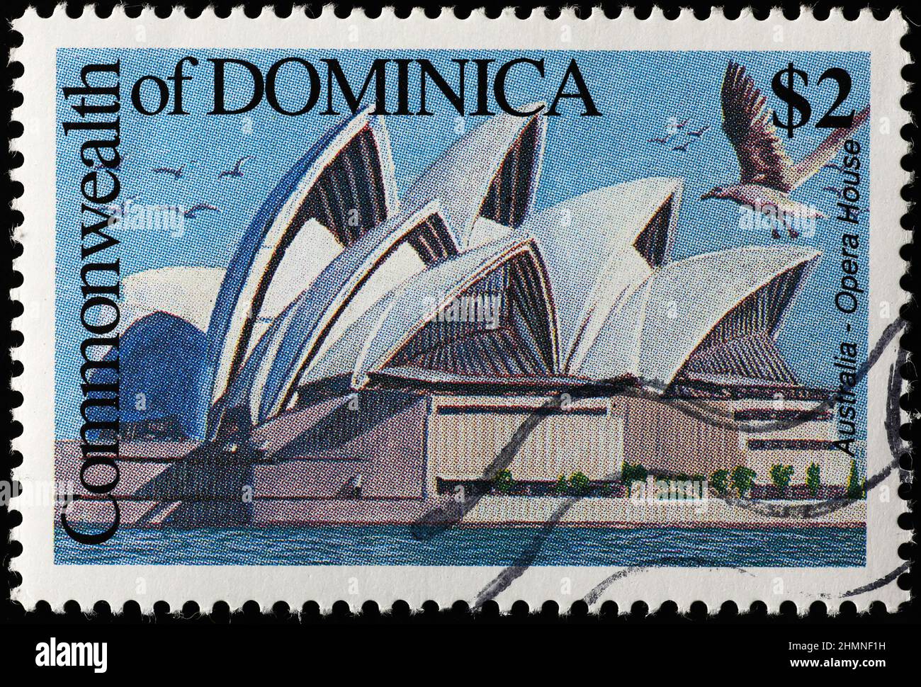Opera house on postage stamp of Dominica Stock Photo - Alamy