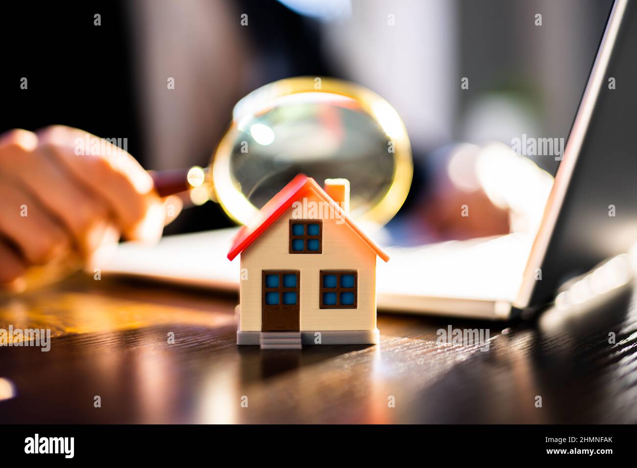 Real Estate House Inspector Checking Property Using Magnifying Glass ...
