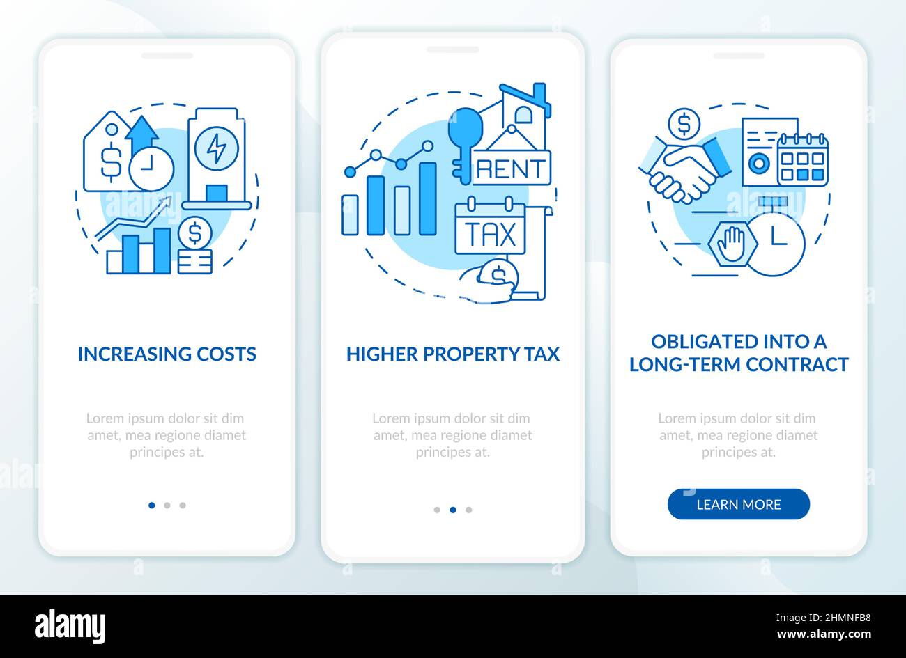 Disadvantages of PPA blue onboarding mobile app screen Stock Vector ...
