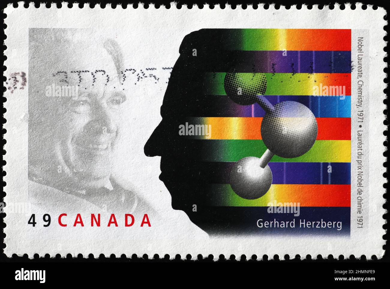 Scientist Gerhard Herzberg on canadian postage stamp Stock Photo - Alamy