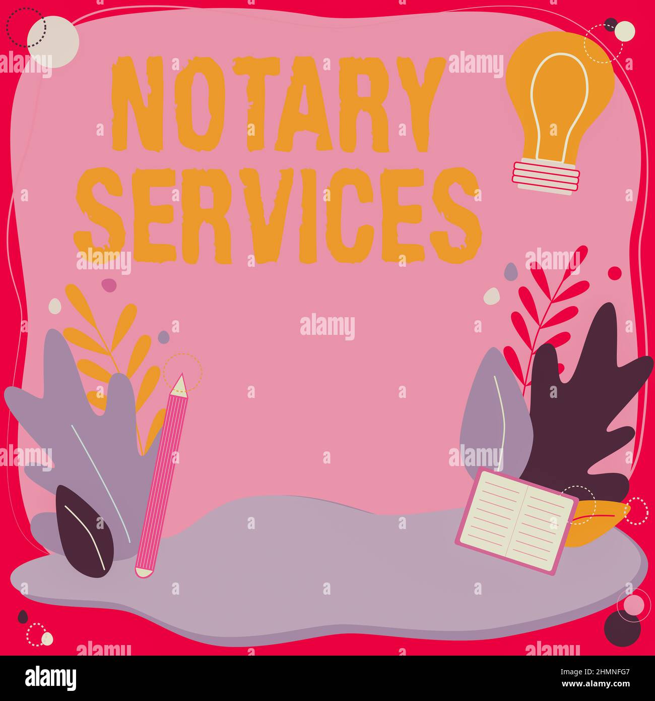 Sign displaying Notary Services. Business overview services rendered by ...