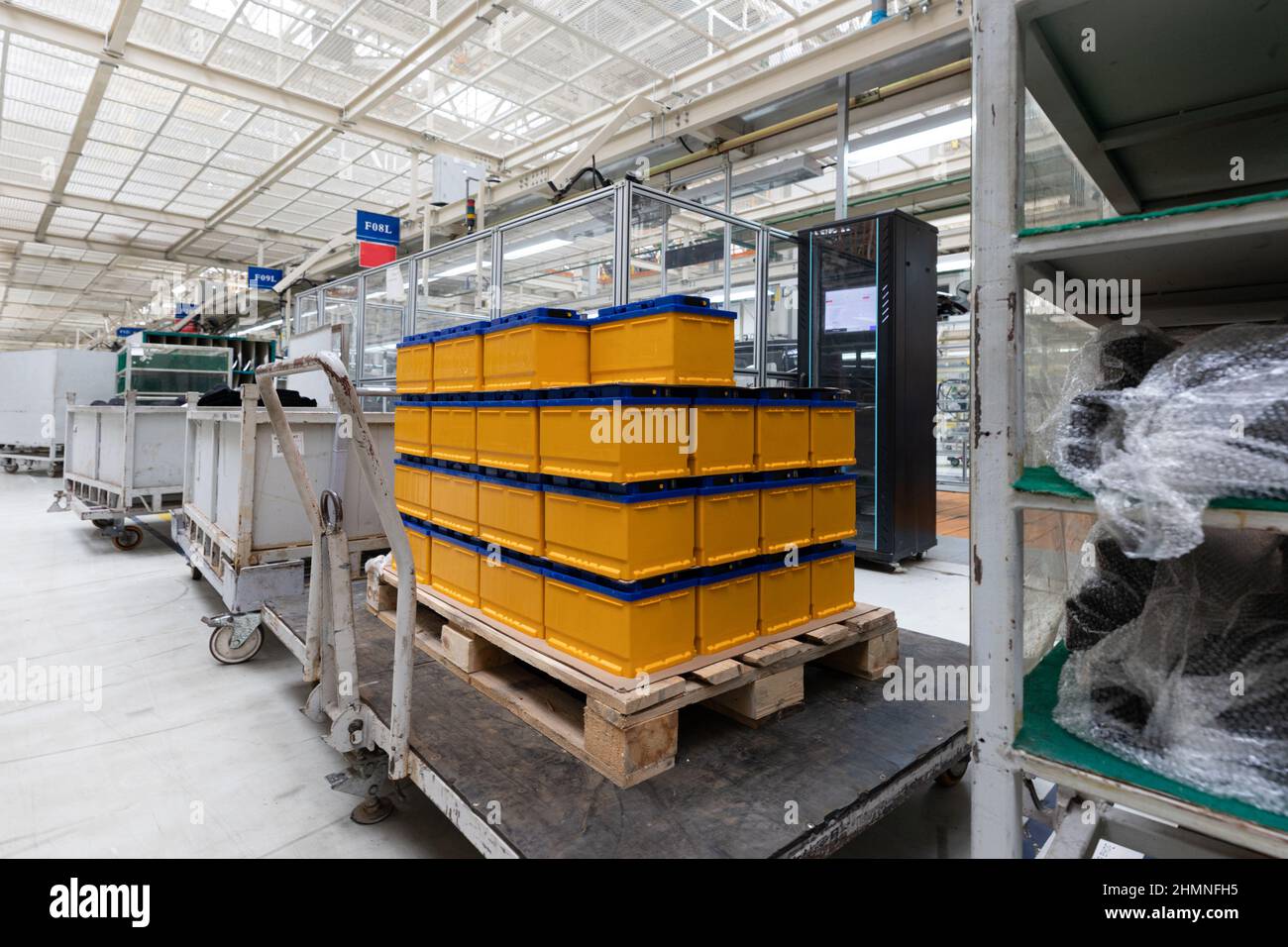 Modern car assembly plant. Auto industry. Interior of a high-tech ...