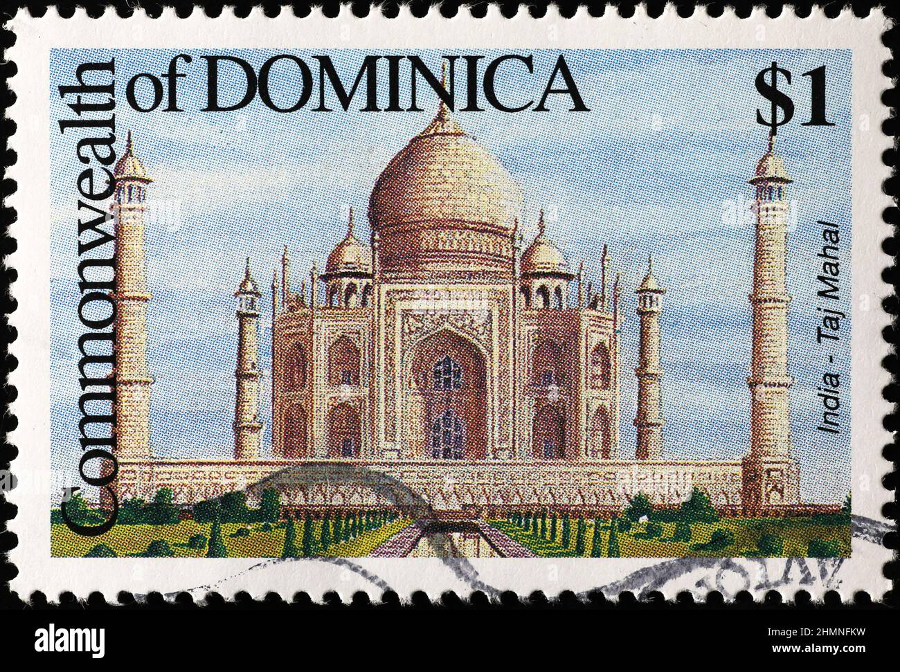 Taj Mahal on postage stamp of Dominica Stock Photo - Alamy