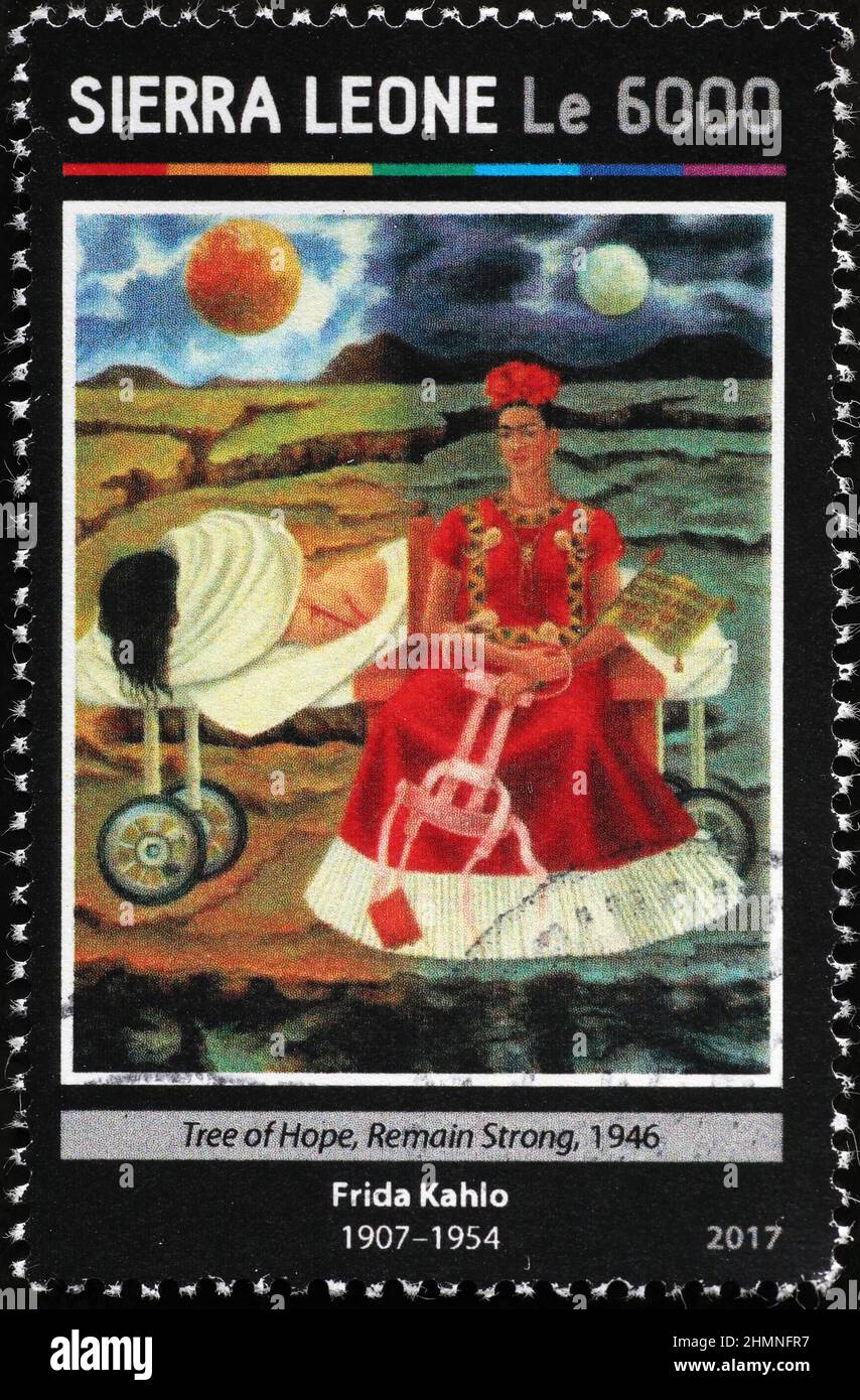 Tree of hope remain strong by Frida Kahlo on stamp Stock Photo - Alamy