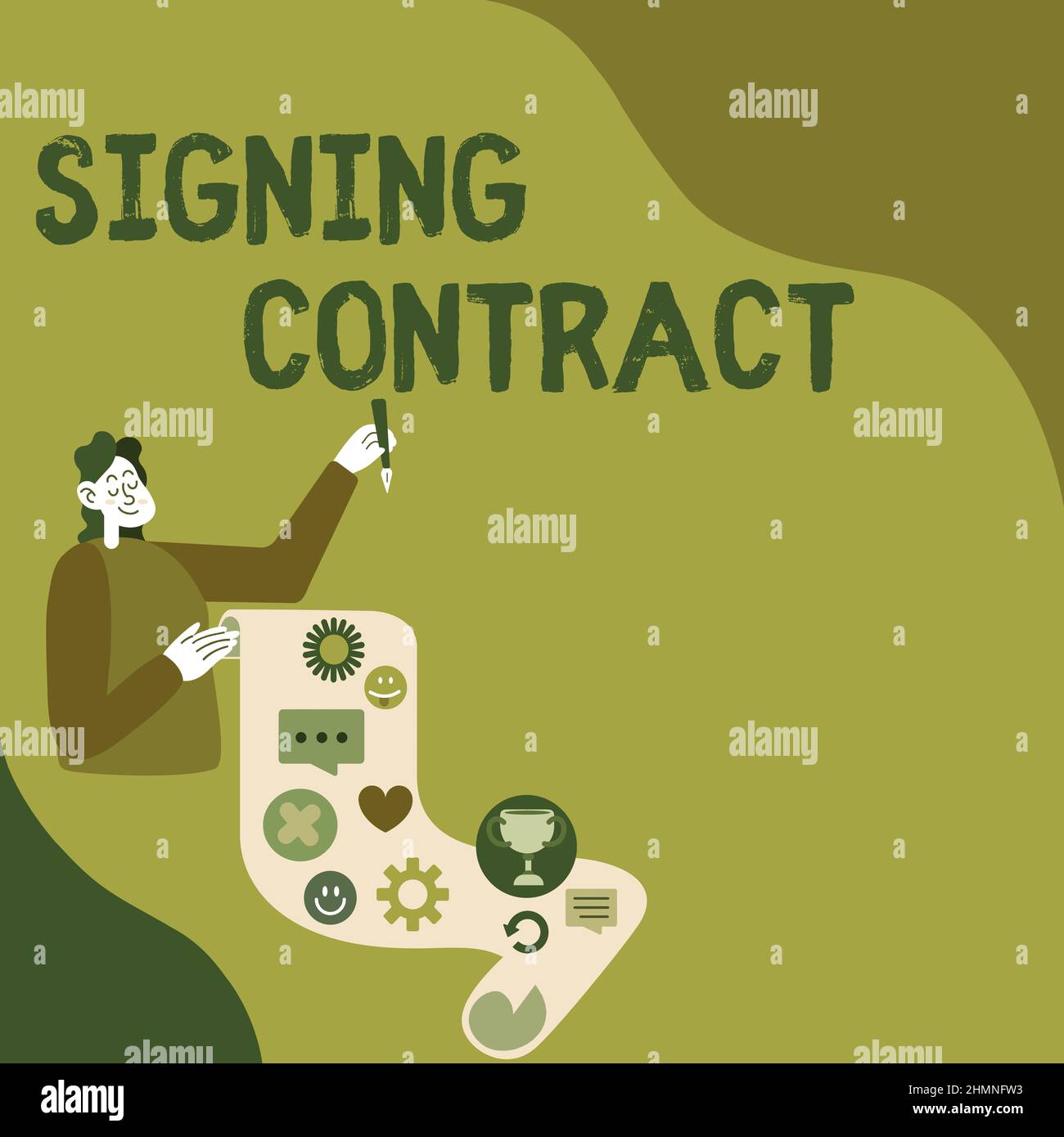 Conceptual display Signing Contract. Word Written on the parties ...