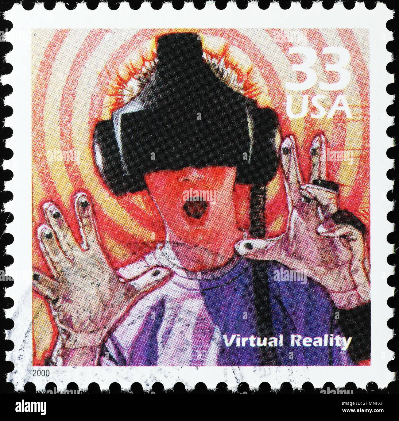 Virtual reality celebrated on american postage stamp Stock Photo - Alamy