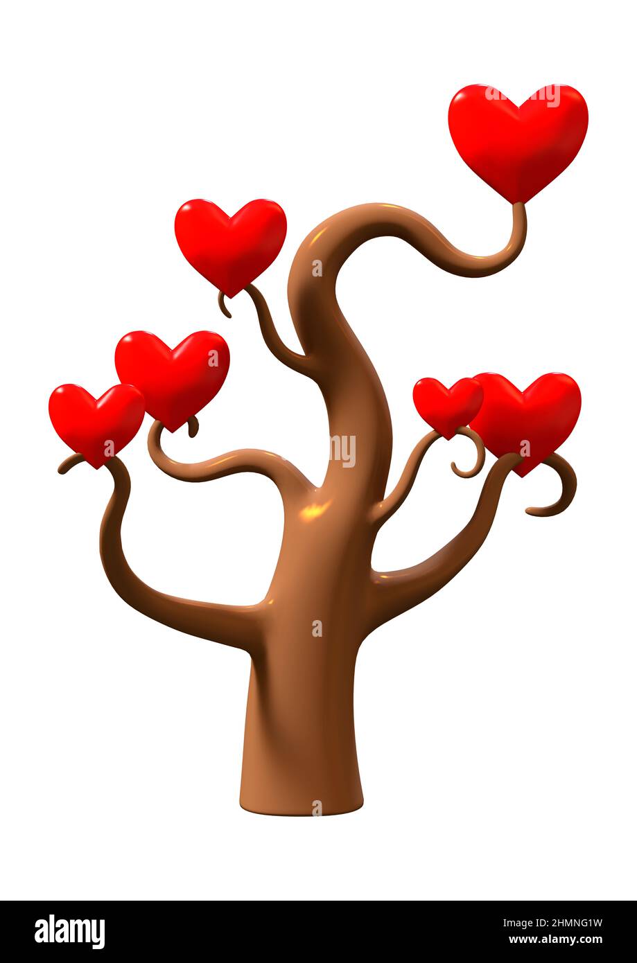 3D rendering of a heart tree isolated on white background Stock Photo ...