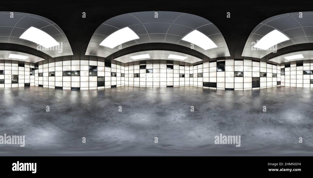 360 degree full panorama environment map of empty hall with tile ...