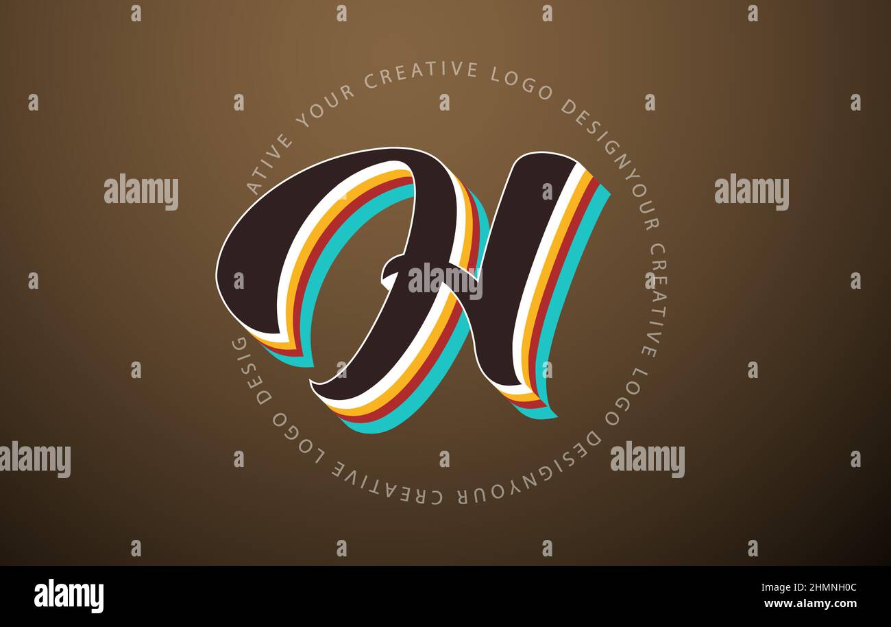 Letter H logo with retro pop art design. Handwritten letter with vintage typeface and rounded ...