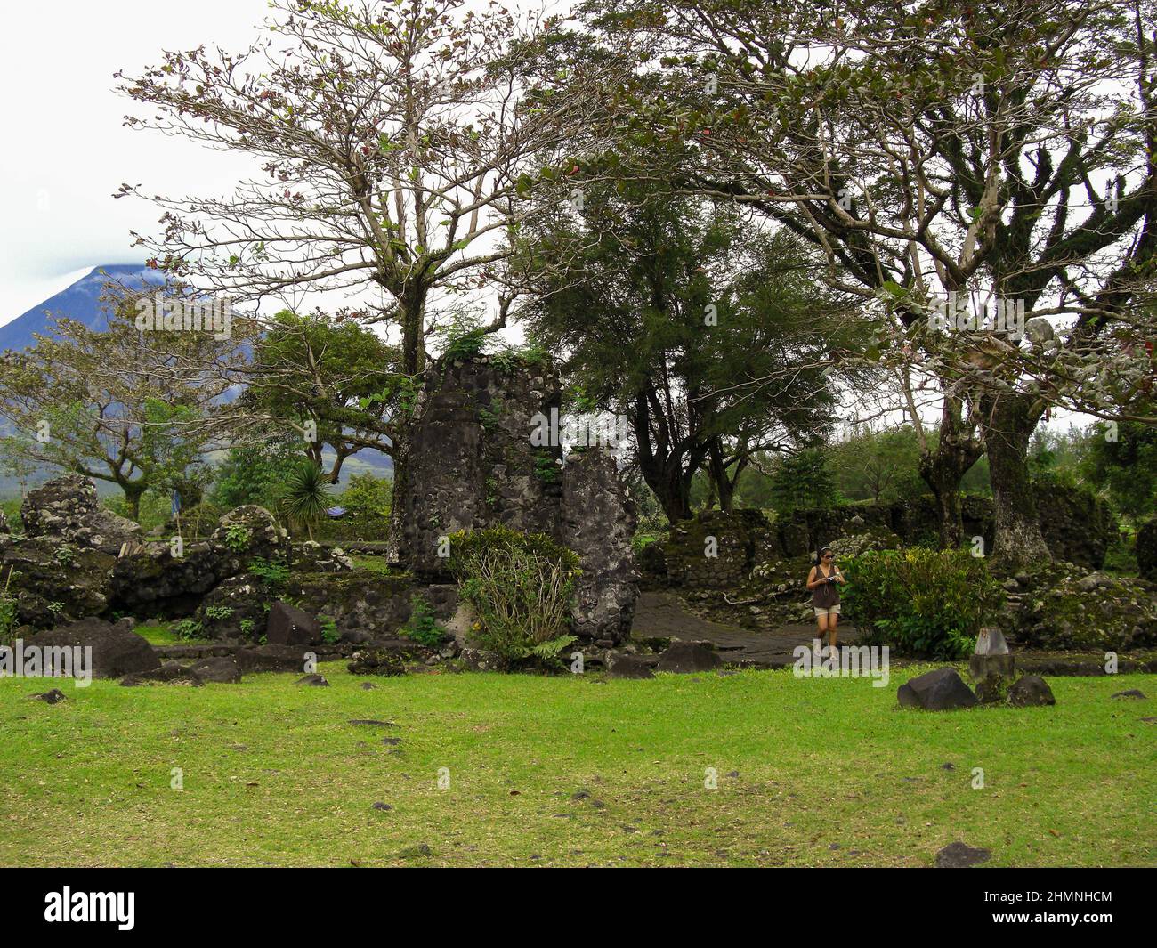 Historic old and destroyed Cagsawa ruins near Legazpi on the ...