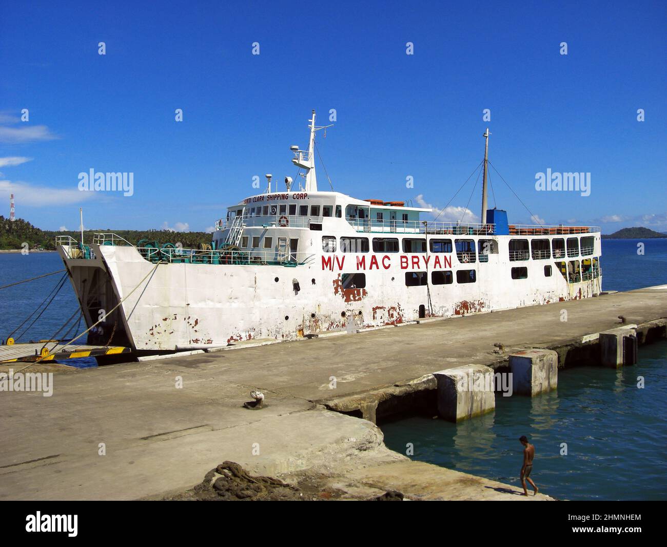 Ferry boat on the pacific ocean in port of Matnog on the Philippines ...