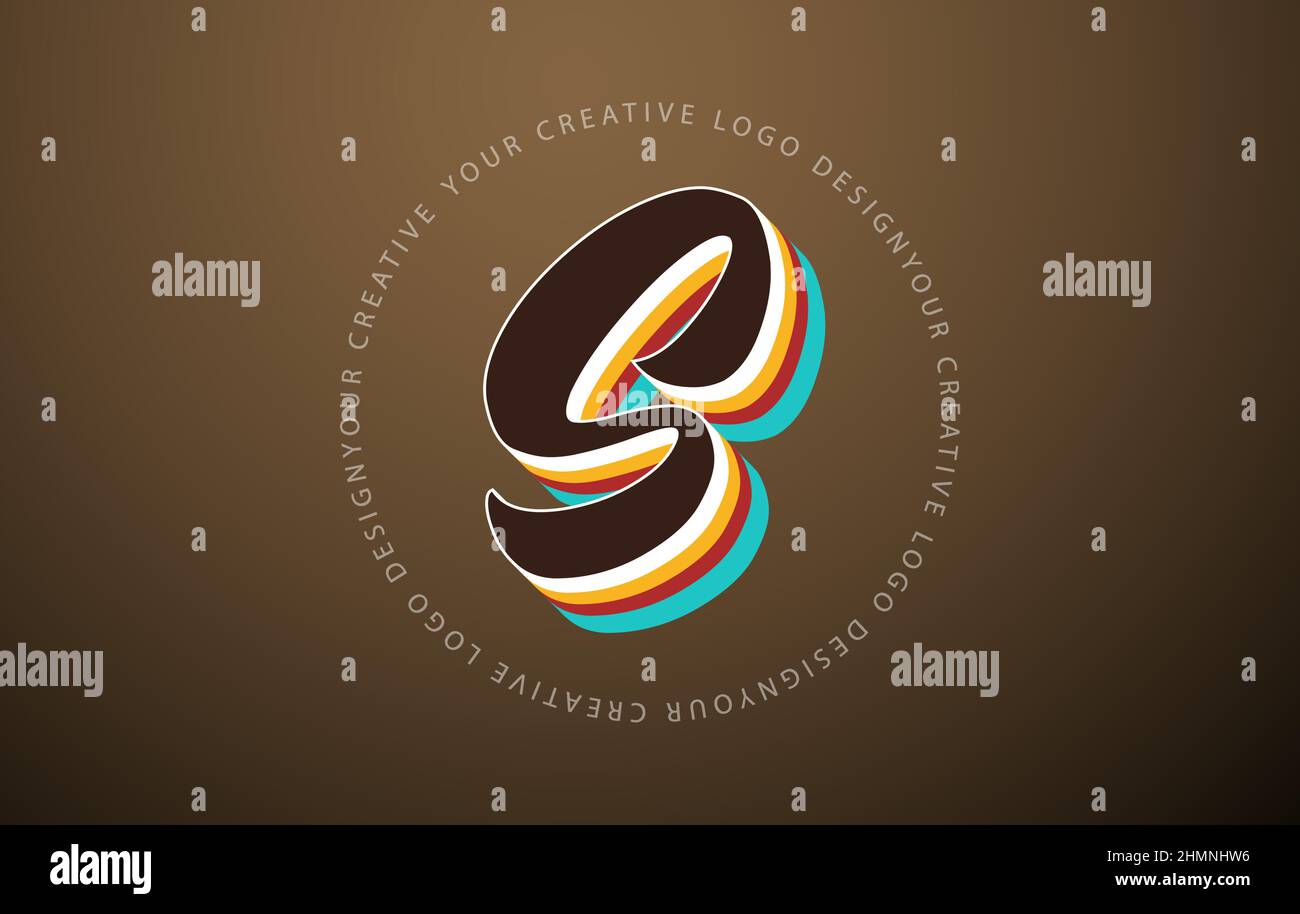Letter S logo with retro pop art design. Handwritten letter with ...