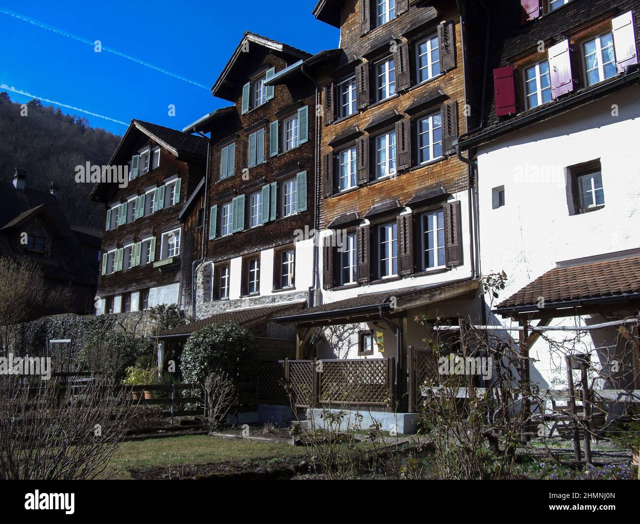 Werdenberg, Switzerland February 26, 2019 Traditional buildings in a ...