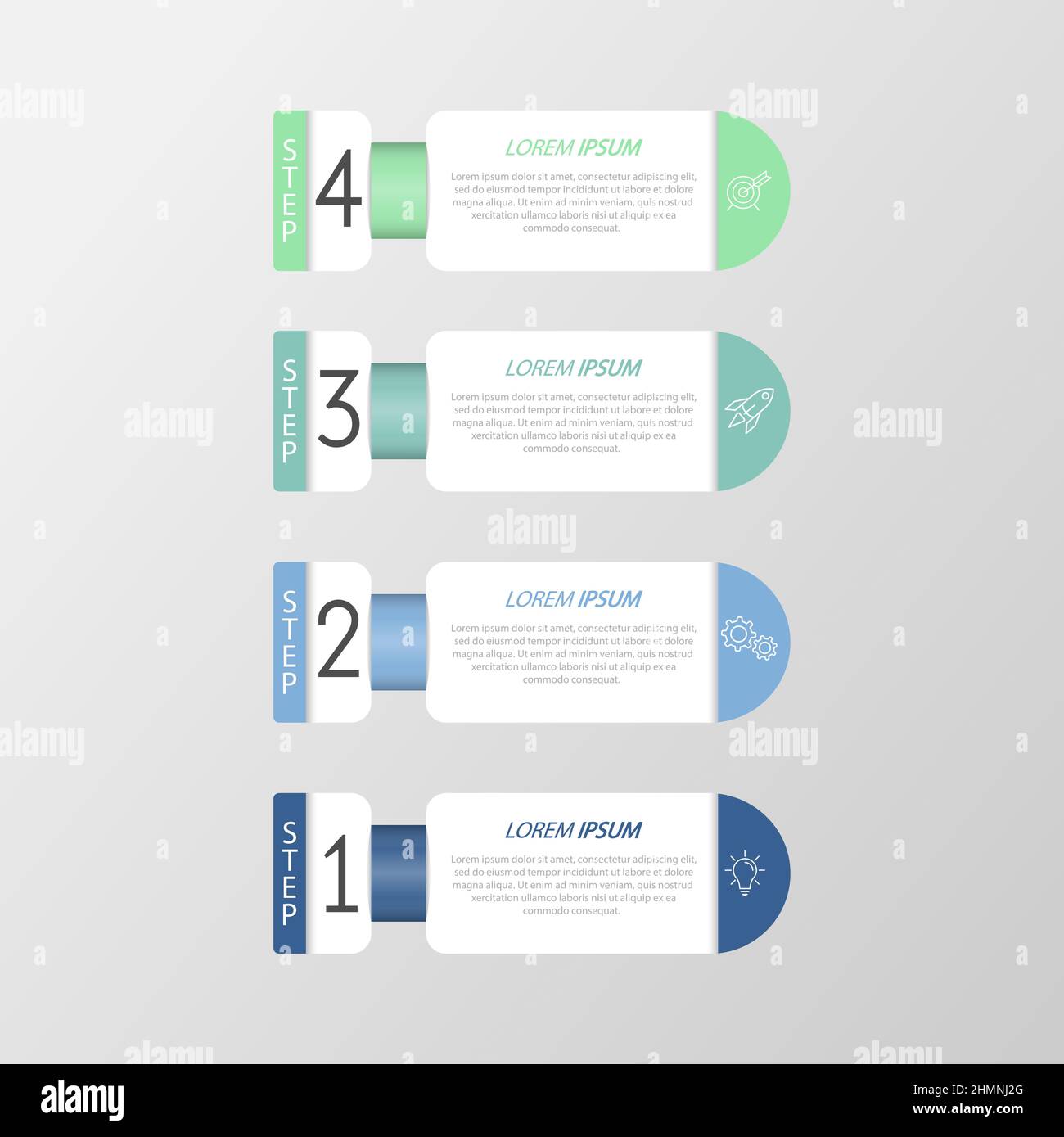 Infographics. 4 stages of development, marketing, workflow or plan ...