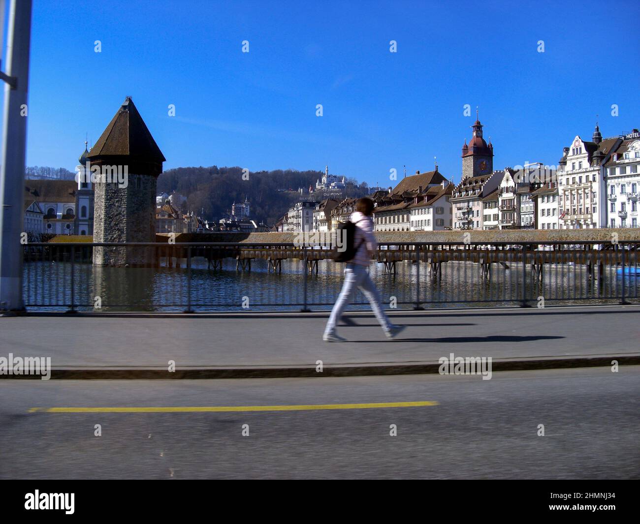 Lucerne, Switzerland, February 27, 2019 Water promenade in the city on ...