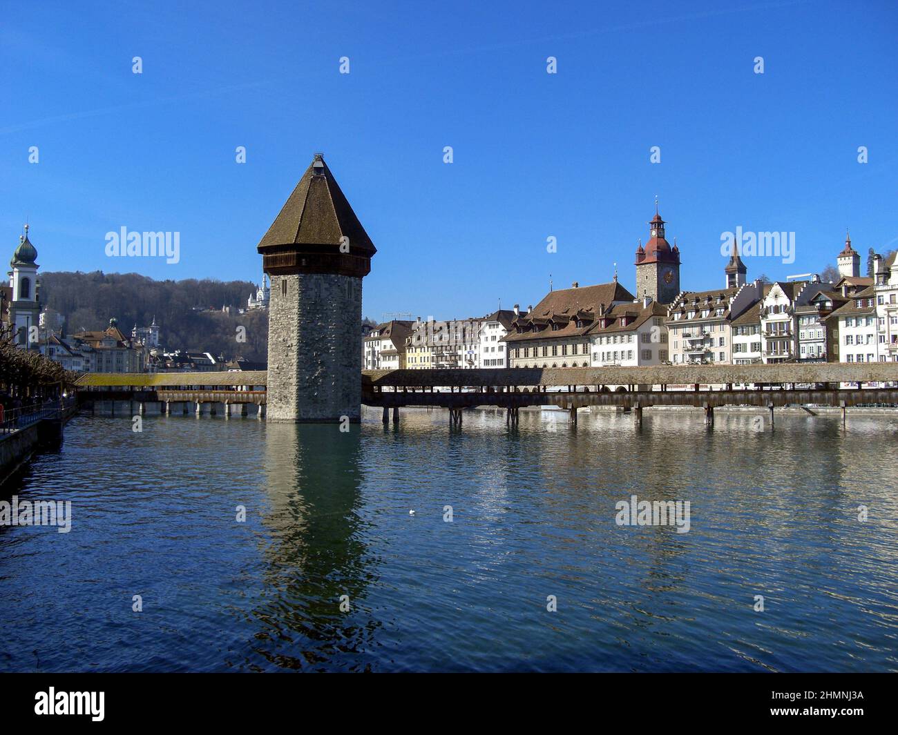 Lucerne, Switzerland, February 27, 2019 Water promenade in the city on ...