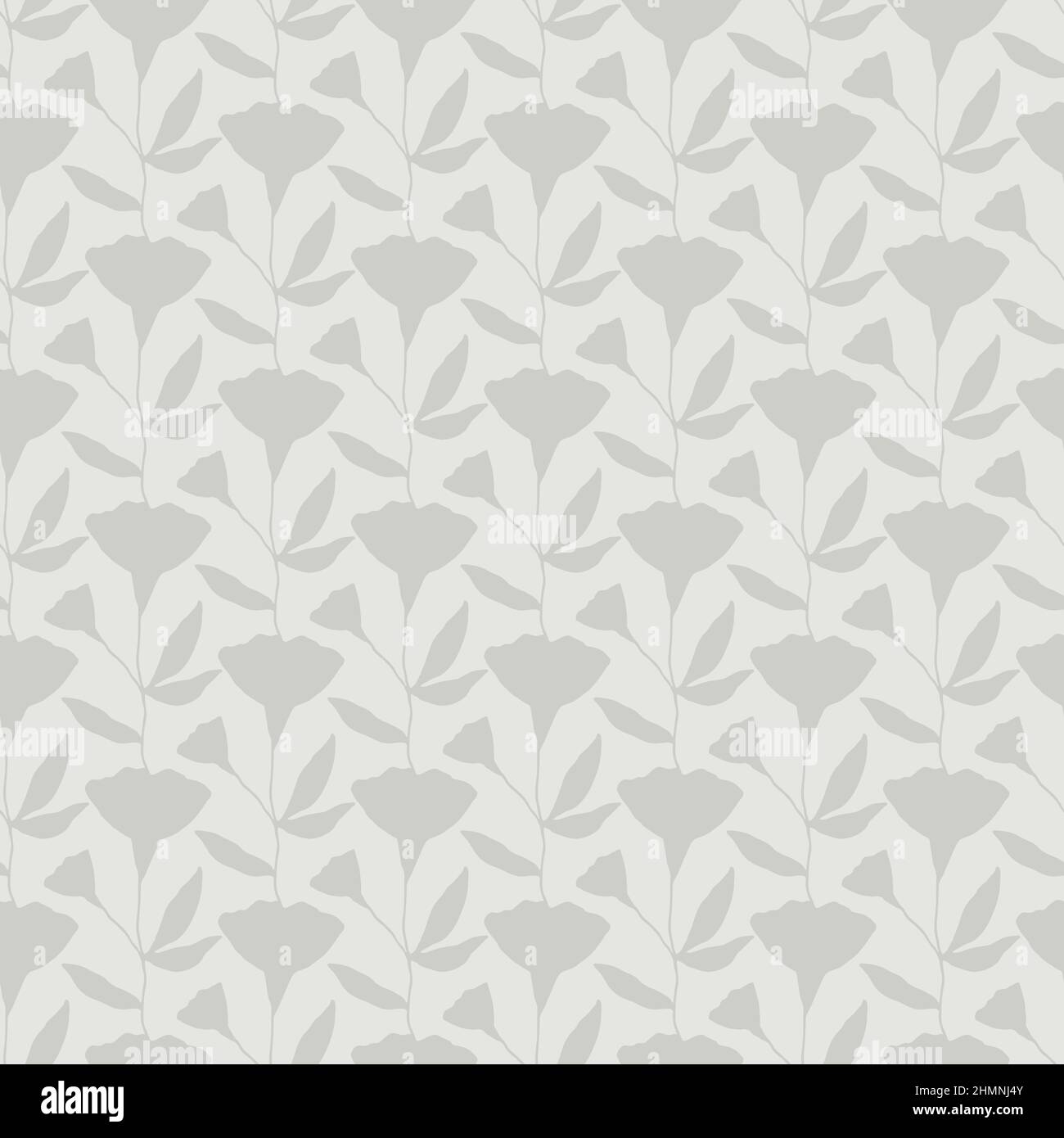 Seamless gray pattern flower silhouettes. Monochrome pattern flower ...